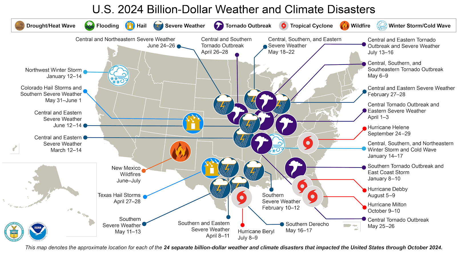 The U.S. Has Sustained 24 Billion-Dollar Disasters in 2024